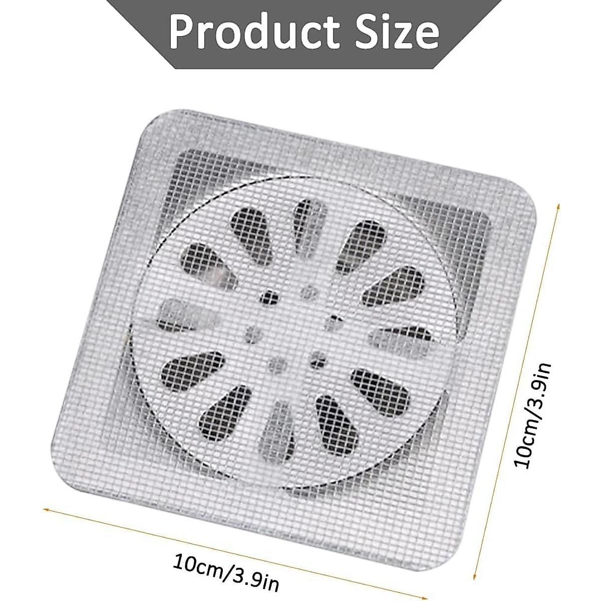 Floor Drain Sticker, 100PCS Disposable Shower Drain Cover Hair Catcher Mesh Stickers, 4"x4" Square Shower Floor Drain Cover, Drain Mesh Strainer for Kitchen, Sink, Bathroom, Laundry, Bathtub