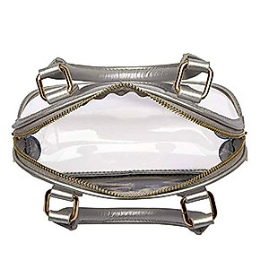 Rullar Women Clear Jelly Top Handle Shoulder Crossbody Bag PVC Handbag Purse Totes Satchel Sliver