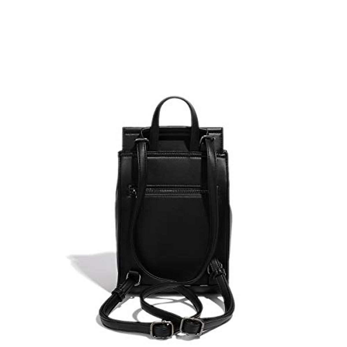 Pixie Mood Women's Soft Vegan Leather Multipurpose Mini Backpack with Adjustable Straps (Black)