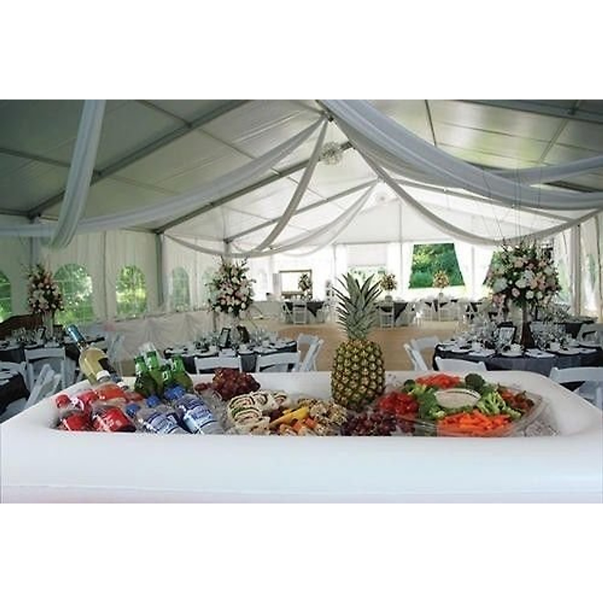 Sorbus White Inflatable Drinks & Food Serving Bar with Drain Plug (3 Salad Bars)