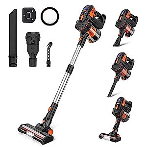 INSE Cordless Vacuum Cleaner, 6-in-1Lightweight Stick Vacuum Up to 45min Runtime, Vacuum Cleaner with 2200mAh Rechargeable Battery, Powerful Cordless Stick Vacuum for Hardwood Floor Pet Hair Home Car