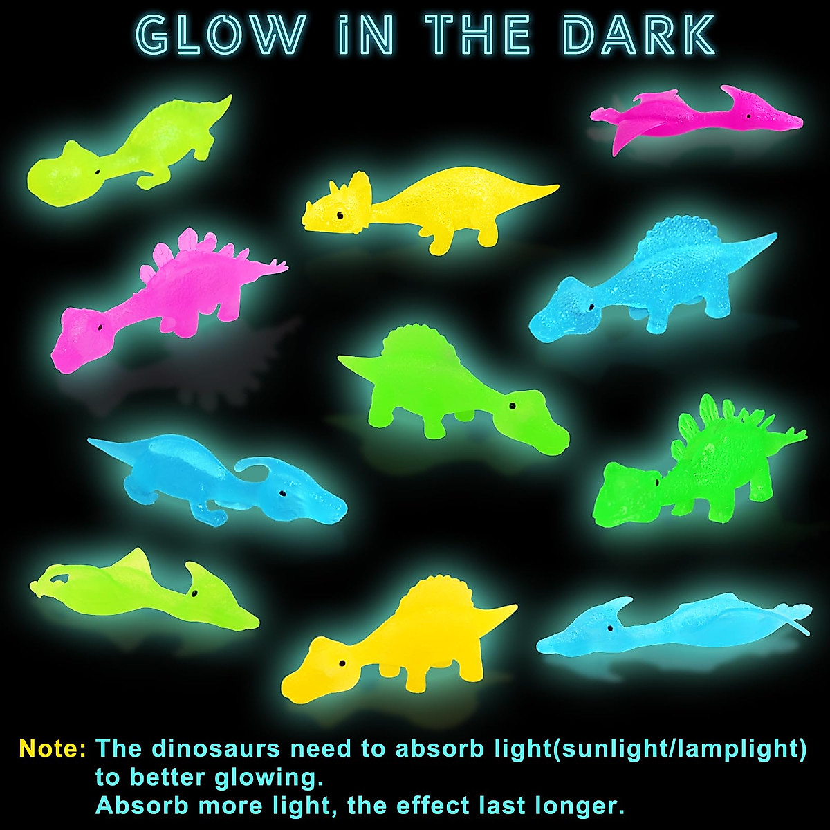 30 Pcs Slingshot Dinosaur Finger Toys Glow in the Dark Dinosaur Party Favors for Kids 3-5 4-8 8-12 Small Toys Goody Bag Stuffers Pinata Filler Bulk Toys for Kids Prizes Christmas Stocking Stuffers