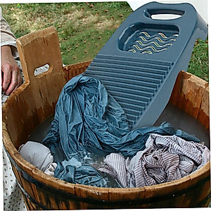 Large Plastics Washboards Hand Washing Board Household Laundry Board, Manual Home Anti-Slip Portable Rectangle Washboard Scrubboards Clothes Cleaning Tools Dark Blue,