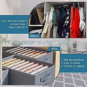 LELE LIFE 3Pcs 6/7/9 Grids Wardrobe Clothes Organizer, Large Drawer Organizers for Clothing, Foldable Jeans Organizer for Closet with Handle and Built-in PP Board, Clothes Organizer for Folded Clothes