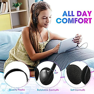 60 Pieces Headphones Bulk for Classroom Over The Head Headphones Wired Adjustable On Ear Student Headsets with 3.5 mm Headphone Plug for School Classroom Kids Children Teen and Adults (Black)