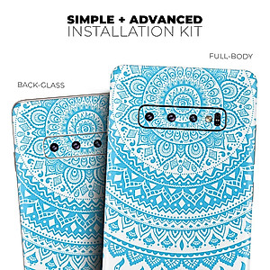 DesignSkinz Bright Blue Circle Mandala v3 Protective Vinyl Decal Wrap Skin Cover Compatible with The Samsung Galaxy S20 (Screen Trim & Back Glass Skin)