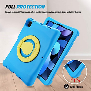 ProCase Kids Case for iPad Air 10.9" 5th Gen 2022/4th Gen 2020/iPad Pro 11 2020/2018, Shockproof Rotate Handle Fold Stand Lightweight Kids Friendly Case –Blue