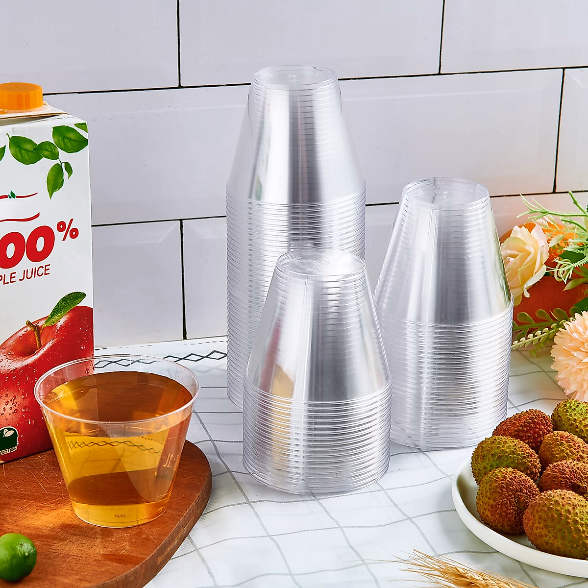 JollyPack 300 Pack Clear Plastic Cups 9 oz Disposable Cups Heavy-duty Plastic Drinking Cups, Plastic Party Cups, Hard Plastic Cups for Weddings, Home, Dinner and other Events