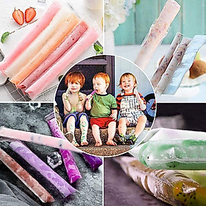 Ucio 100 Pcs Drink Pouches with 100 Straws, Juice Pouches with 30Pcs Disposable Freezable Ice Popsicle Mold Bags, Drink Pouches for Adults and Kids, Clear Pouch for Cold & Hot Drinks (100Pcs)
