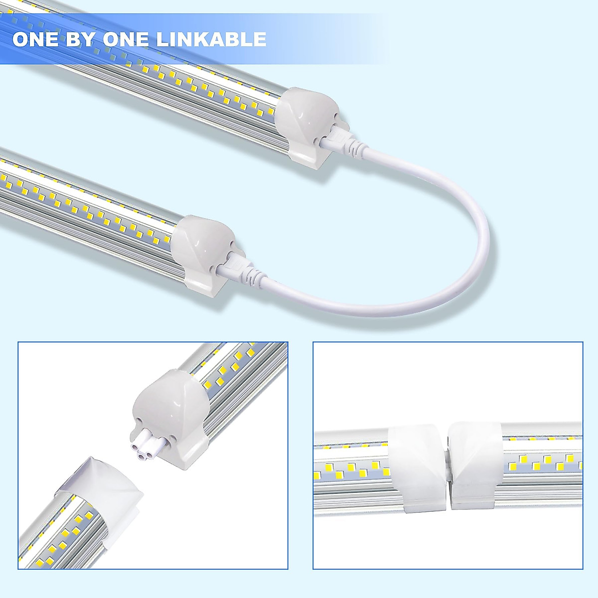 SZSKYING 8FT LED Shop Light Fixture,T8 Integrated Led Tube Lights White,120W 12000LM 6500K,High Output Clear Cover, V Shape 8 Foot LED Light Bulb,Garage Lighting for Workshop,Plug and Play (20 Pack)