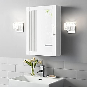 Crosley Furniture Savannah Wall Mounted Bathroom Mirror and Medicine Cabinet, White