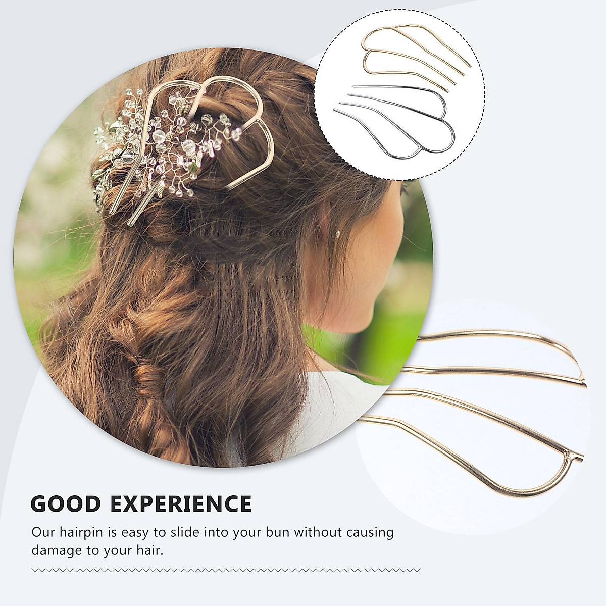 BESTOYARD 2pcs U Shaped Hair Fork Side Fork Style Hairpin 4 Prong Hair Updo Bun Hairpin Sticks Alloy Hair Clips Grips Hair Styling Accessories for Women Girls