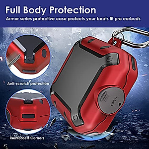 NUOMIJIO Case for Beats Fit Pro 2021 with Secure Lock Full Body Shock-Absorbing Anti-Scratch Hard Shell Protective Cover Compatible with Beats Fit Pro with Keychain (Red)
