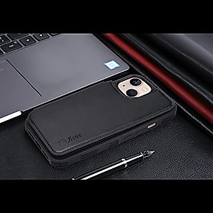 Arae Case for iPhone 13 [6.1 inch] - Wallet Case with PU Leather Card Holder Back Flip Cover for iPhone 13 6.1 inch-Black