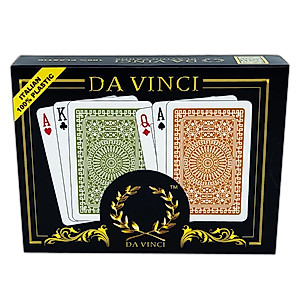 DA VINCI Palermo, Italian 100% Plastic Playing Cards, 2 Deck Set with Hard Shell Case and 2 Cut Cards (Bridge Size Regular Index)