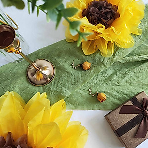 12Pcs Sunflower Tissue Paper Pom Poms Flower DIY 12" 8" for Yellow Brown Themed Birthday Party Sunshine Baby Shower Bridal Country Wedding Party iwlorys (Sunflower)