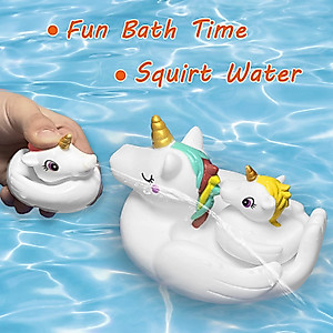 Baby Bath Toys,Cute Unicorn Bath Toys for Toddlers 1-3,Squirt Bathtub Toys for Boys Girls,Rubber Floating Shower Toys Gifts 4pcs Set