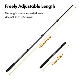 Andoer Handheld Microphone Boom Arm 5-Section Extendable Mic Arm Aluminum Alloy Boom Pole for Microphones 1/4 Inch Screw & Thread with Foam Grip Locks 40cm-155cm Adjustable Length 3kg Load