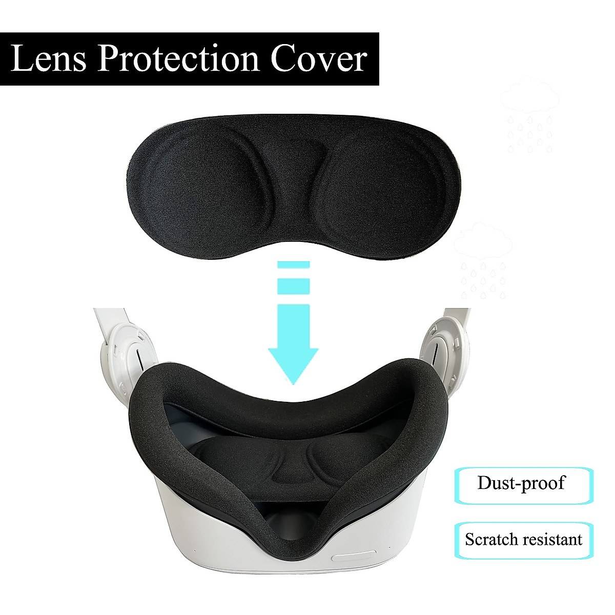 MUGEYMYD Touch Controller Grip Cover and Lens Cover for Oculus Quest 2 Accessories, Sweat-Proof and Anti-Throw, Protector with Knuckle Straps.(White)