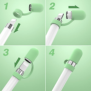 Jelanry Magnetic iPencil Cap Replacement with Silicone Cap Holder for Apple Pencil 1st Gen, Anti-Lost Protective Cover Pencil Accessories for iPad A16 11th 10th 9 8 7 6 Air Mini Pro(2 Cap+4 Cap Cover)