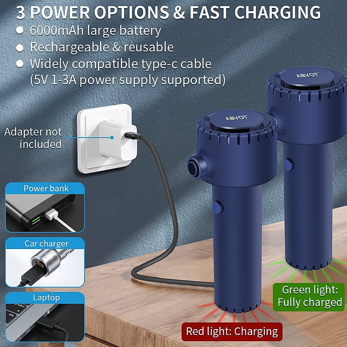 Compressed Air Duster, Electronic Air Duster, Portable 40000 RPM Cordless Dust Blower, 6000mAh Battery Air Can Duster, Powerful Computer Keyboard Cleaning Air Spray, Rechargeable Electric Canned Air