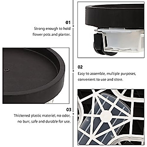Cabilock Planter Dolly Caddy Plant Stand Round Flower Pot Mover Drip Trays with Wheel Plants Trolley Holder Coaster for Home Patio Garden 9X21CM (Black) Heavy Duty Plant Dolly