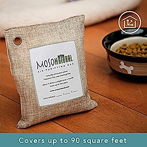 MOSO NATURAL Air Purifying Bag 200g. A Scent Free Odor Eliminator for Cars, Closets, Bathrooms, Pet Areas. Premium Moso Bamboo Charcoal Odor Absorber. (Beige Linen)