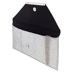 JNB Glitter Cocktail Party Clutch, Silver