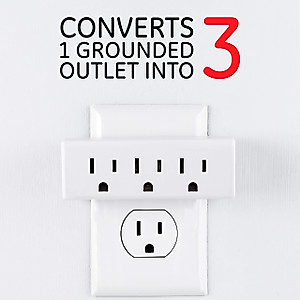 GE 3-Outlet Extender, 3 Pack, Grounded Wall Tap, 3-Prong, Multiple Plug, Power Splitter, Cruise Essentials, Use for Home Office School Dorm, UL Listed, White, 47884