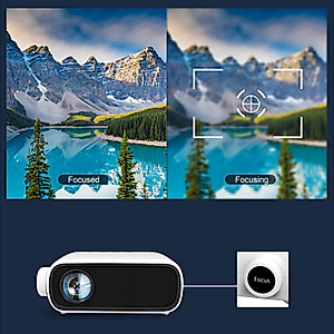 Mini Movie Projector with 1080P Supported, Portable Video Projector for Laptop/Phone, Smart Led Pocket Home Theater with HDMI USB AV VGA AUX Interfaces/TV Stick and Remote Control (White)