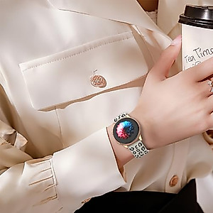 Upgraded Two-Tone Leopard Engraved Bands Compatible with Samsung Galaxy Watch 6/5/Watch 4 40mm 44mm for Women, Samsung Galaxy Watch 5 Pro 45mm/Galaxy Active 2/Galaxy Watch 3, 20mm Soft Silicone