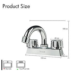 SOLVEX Centerset Bathroom Faucet 2 Handle, 4 Inch WaterSense Bathroom Sink Faucet, 3 Hole Low Arc Bathroom Faucet Chrome, Bathroom Basin Faucet Deck Mounted,SP-40063