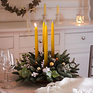 Aglary 16PCS Beeswax Taper Candles, 9" Handmade Natural Candles, Dripless and Smokeless，9 Hour Burn Time