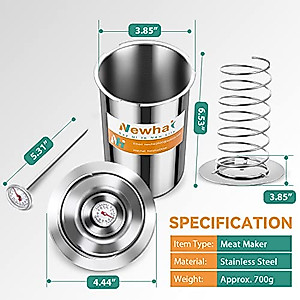 Newhai Ham Maker Meat Press Tool for Making Ham Meat Deli Meat Maker Homemade Lunch Meat Maker with Thermometer Stainless Steel