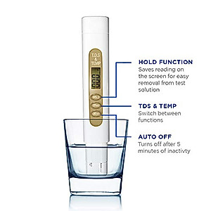 Moor TDS Meter 2-in-1 Digital Tester Pen for Drinking Water, Hydroponics, Coffee, Aquarium, Pool, Hot Tub, Spa, Filtration, RO System - Detect PPM, EC, and Hardness (TDS)