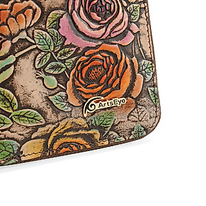 ArtsEye Women's Short Zip Around Wallet (purple rose)