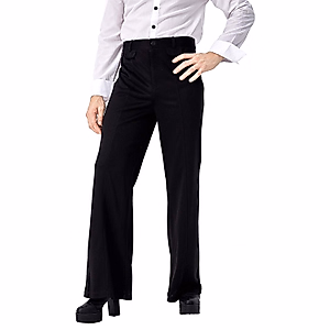 Ya-cos Men's Disco Pant Retro 70's Disco Pants Trousers Bell Bottoms (X-Large (Waist:38"), Black)