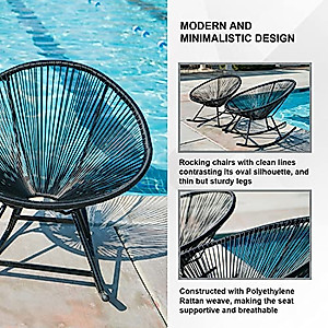 XBrand Hammock Weave Rocking Patio Chair, Black