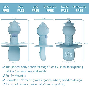 HIWOOD Baby Led Weaning Spoons | First and second Stage Self Feeding Toddler Utensils Set | BPA Free barrier Anti-Choke Baby Silicone Spoon | For Ages 6 Months+ | 3PK