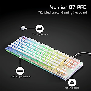 75% Keyboard - Creamy Keyboard, TKL Mechanical Gaming Keyboard, Hot Swappable Keyboard, K87 PRO with Pudding Keycaps Wired RGB Keyboard for PC PS4 Xbox - Red Switch