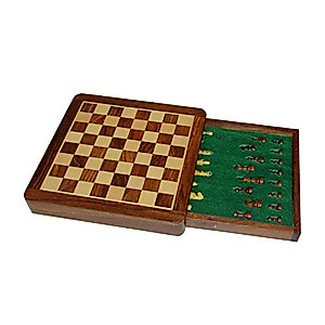 Wooden Folding Chess Magnetic Checker Set for Kids and Adults - Travel Portable Indoor Board Game Sets 10X10 by GIYANA