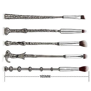 JASSINS 5 Pcs Potter Makeup Brush Set, Wizard Magic Wand Brush for Foundation Eye Shadow Eyeliner Blending Pencil Lip Professional Makeup Tools with A Gift Bag