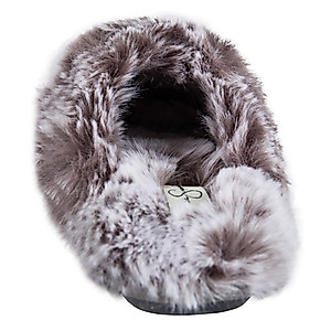 Jessica Simpson Girls Comfy Slippers - Cute Faux Fur Slip-On Shoes Memory Foam House Slipper, Grey, X-Large Little Kid