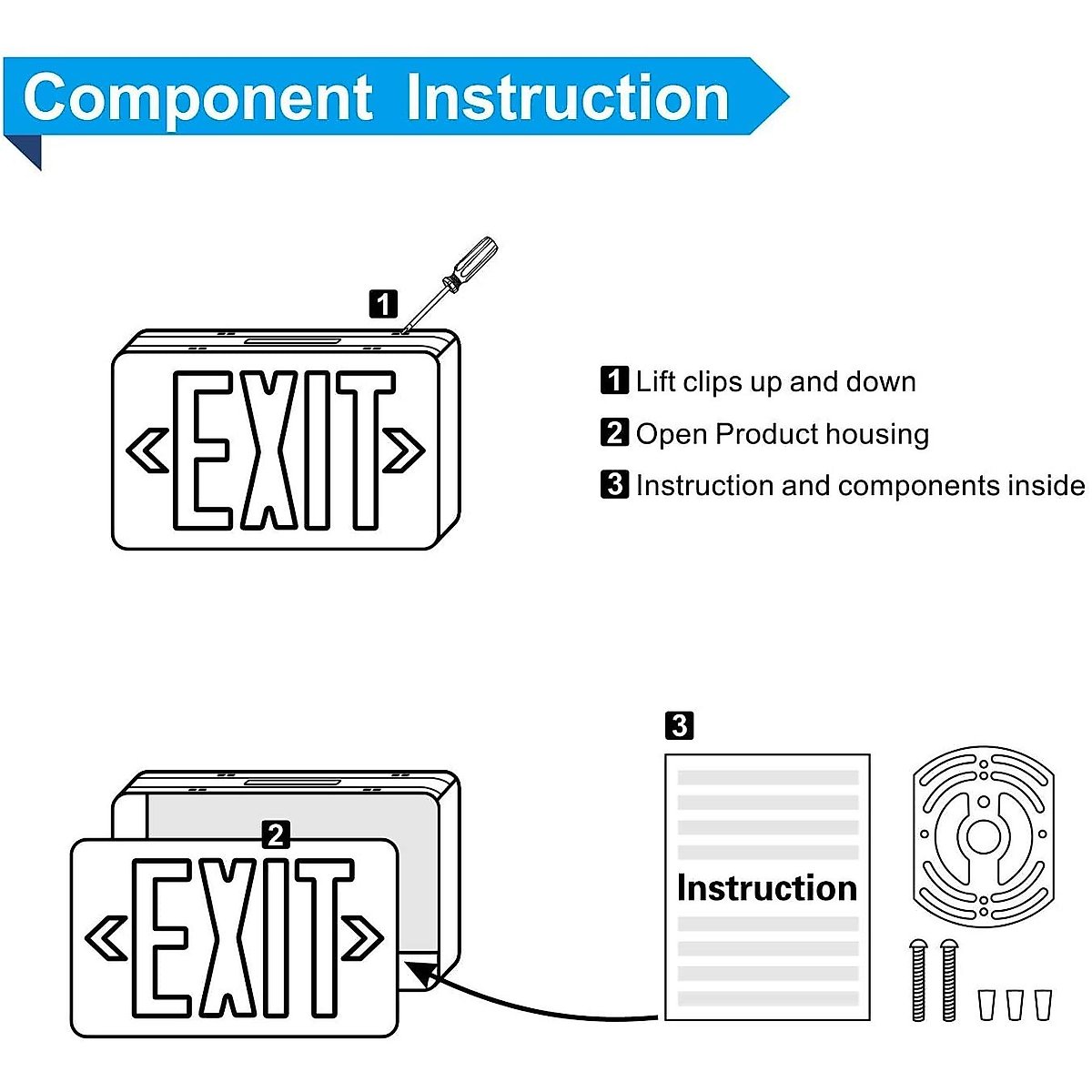 EXITLUX 1 Pack Green Led Emergency Exit Lights with Battery Backup-UL Listed 120V/227V Double Face- Exit Sign with Emergency Lights-Plug in Emergency Battery Lights