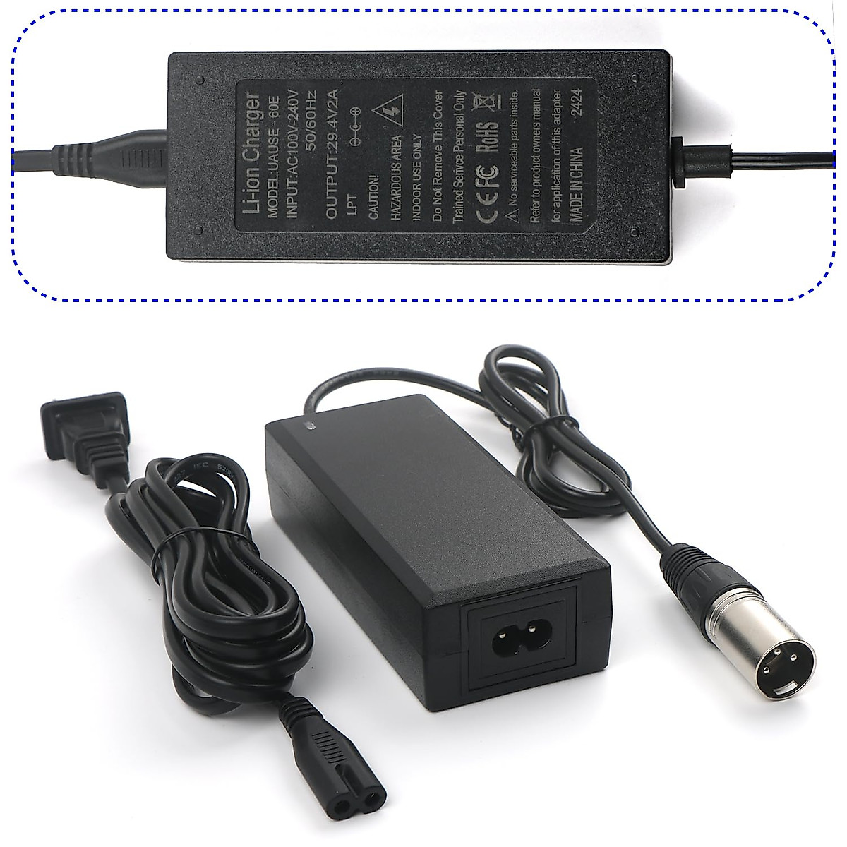 UAUSE 24V2A 3 pin XLR Electric Scooter Battery Charger Replacement for Drive Scout Mobility Razor Go Go Elite Traveller SC40E/SC44E, Ezip Mountain Trailz, Jazzy Electric Power Charger