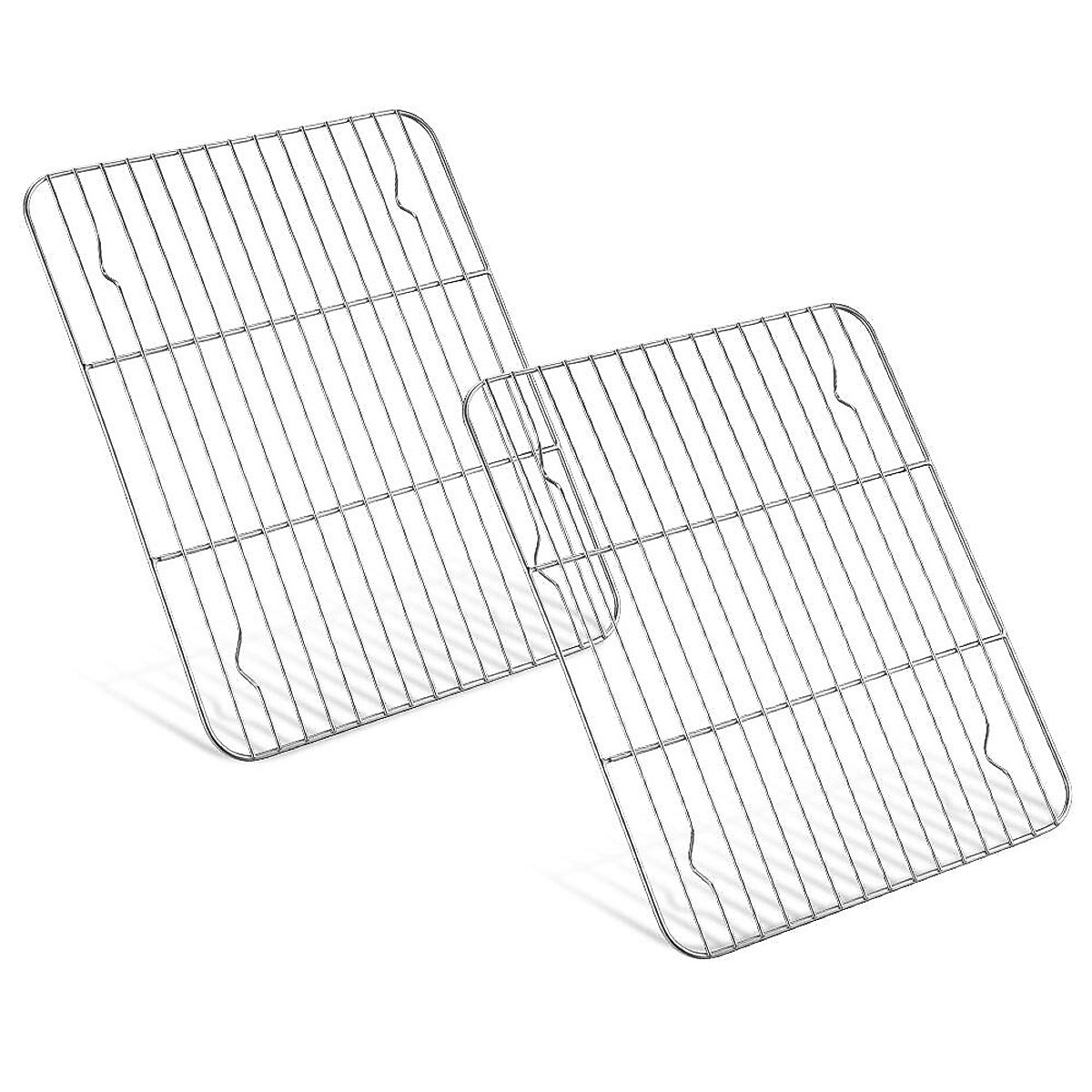 Baking Cooling Racks Set of 2, Stainless Steel Cooling Rack, Cookie Racks, Rectangle 9" x 11.8", Fit Quarter Sheet Pan, Cooking Racks for Toaster Oven, Frying, Roasting - Oven & Dishwasher Safe