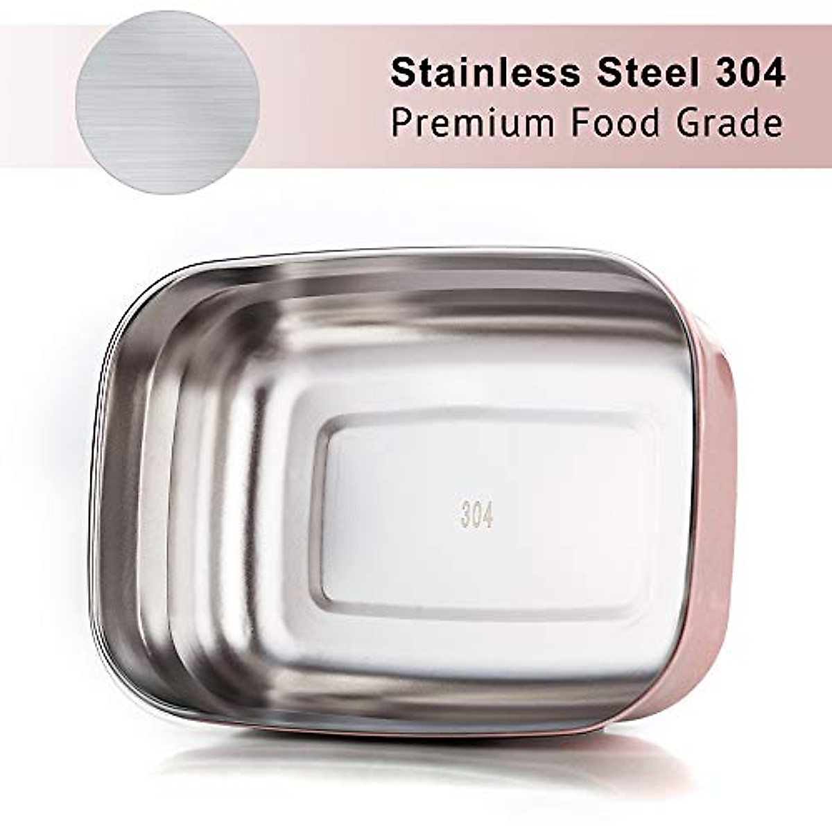 Lille Home Leak Proof Stainless Steel Lunch Snack Containers Set - Ideal for Educational Settings and Daycare - Nesting Trio with Silicone Lids - 47oz+30oz+16oz - Pink