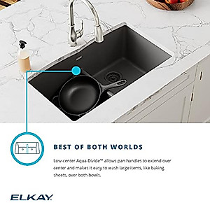 Elkay Quartz Classic ELGDLB3322WH0 Equal Double Bowl Drop-in Sink with Aqua Divide, White