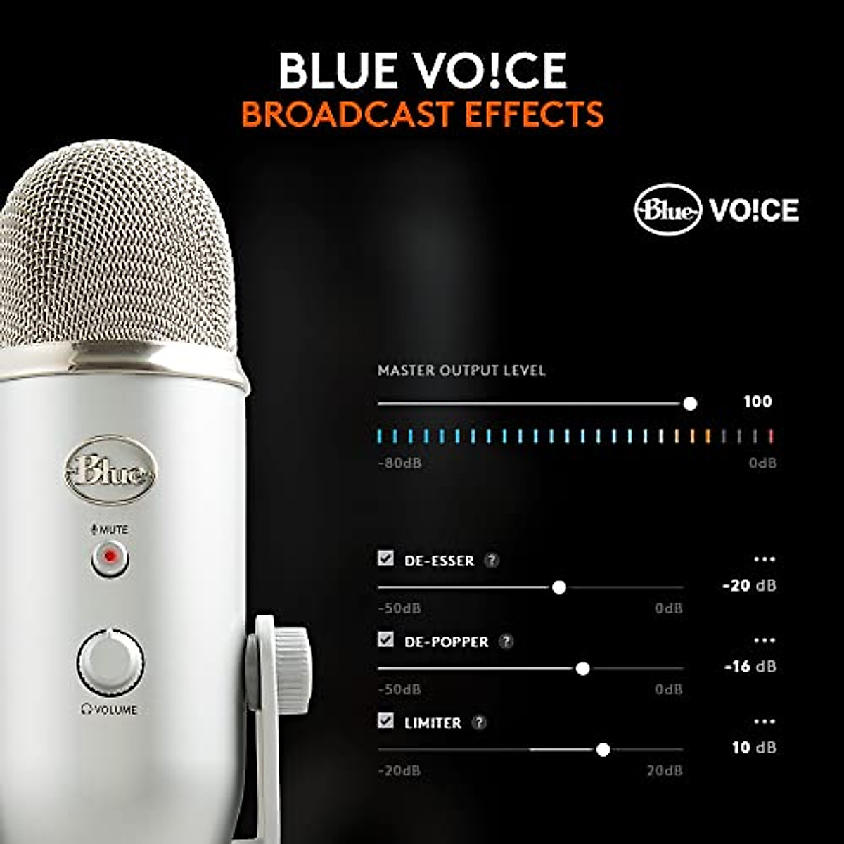 Blue Yeti USB Microphone for PC, Mac, Gaming, Recording, Streaming, Podcasting, Studio and Computer Condenser Mic with Blue VO!CE effects, 4 Pickup Patterns, Plug and Play – Silver