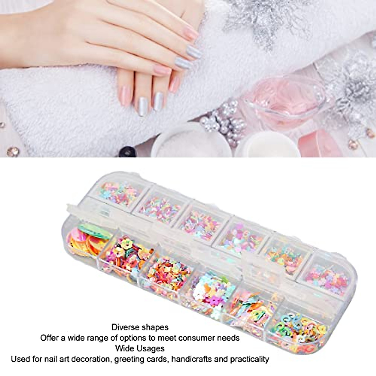 Art Glitter Sequins, Shiny Practical Nail Decals Flakes Attractive Decoration for Nail Art Craft Makeup